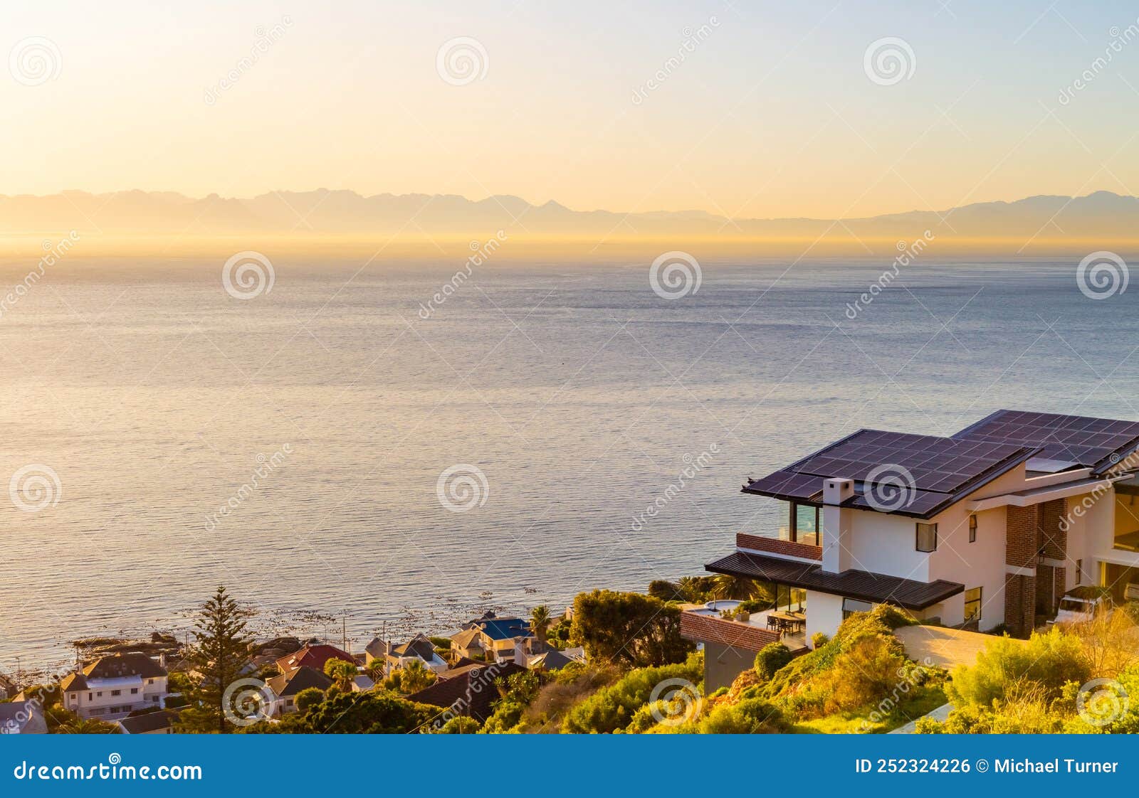 Elevated Panoramic View of False Bay, Cape Town Stock Photo - Image of ...