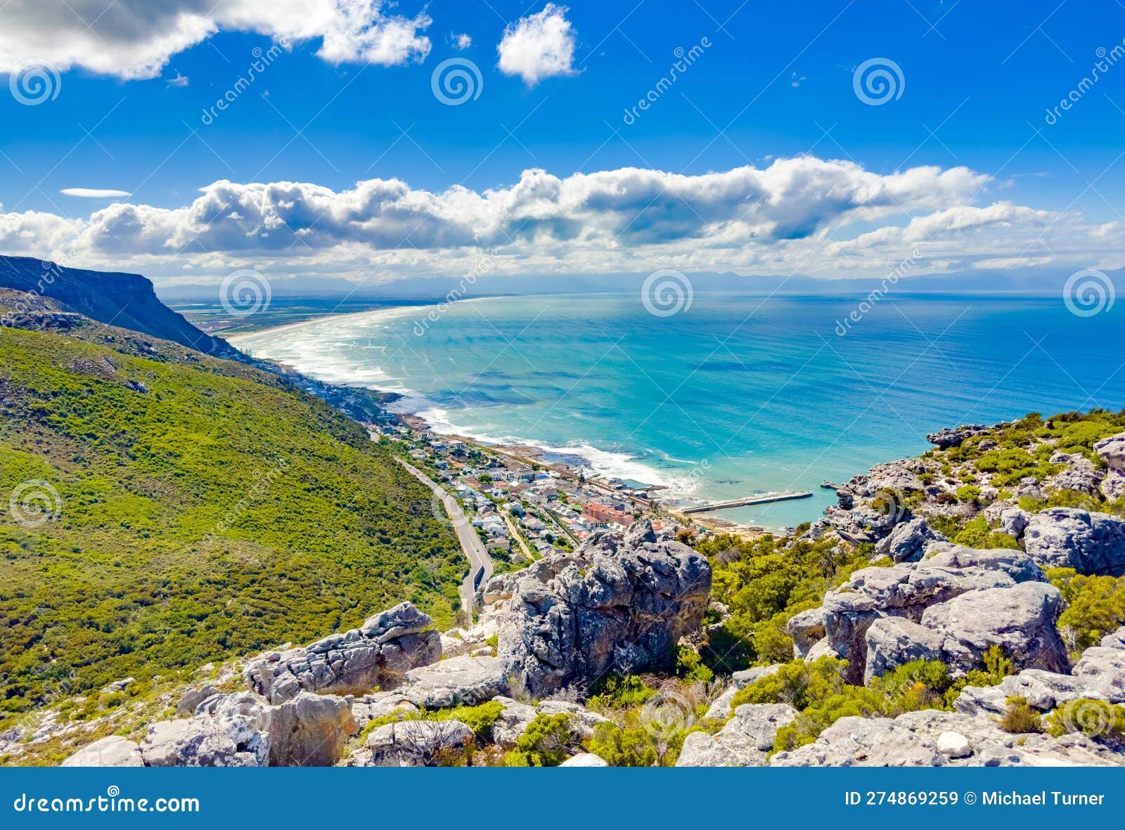 Elevated Panoramic View of Kalk Bay Harbour, Cape Town Stock Image ...