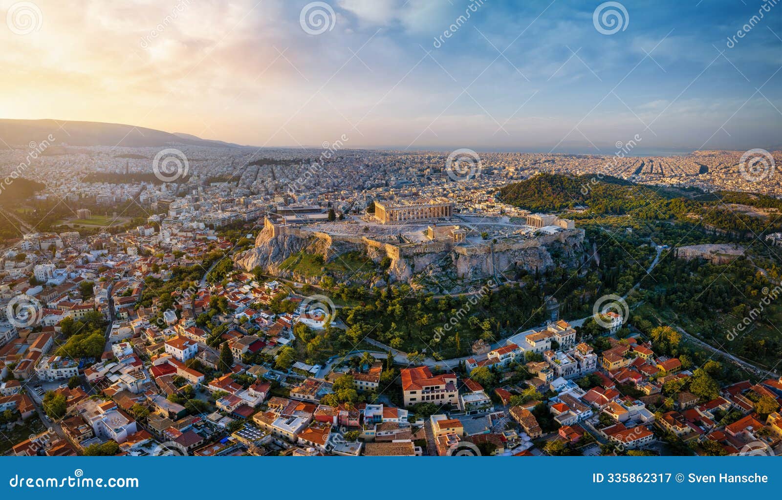 Elevated, Panoramic View Of The Skyline Of Athens, Greece Royalty-Free ...
