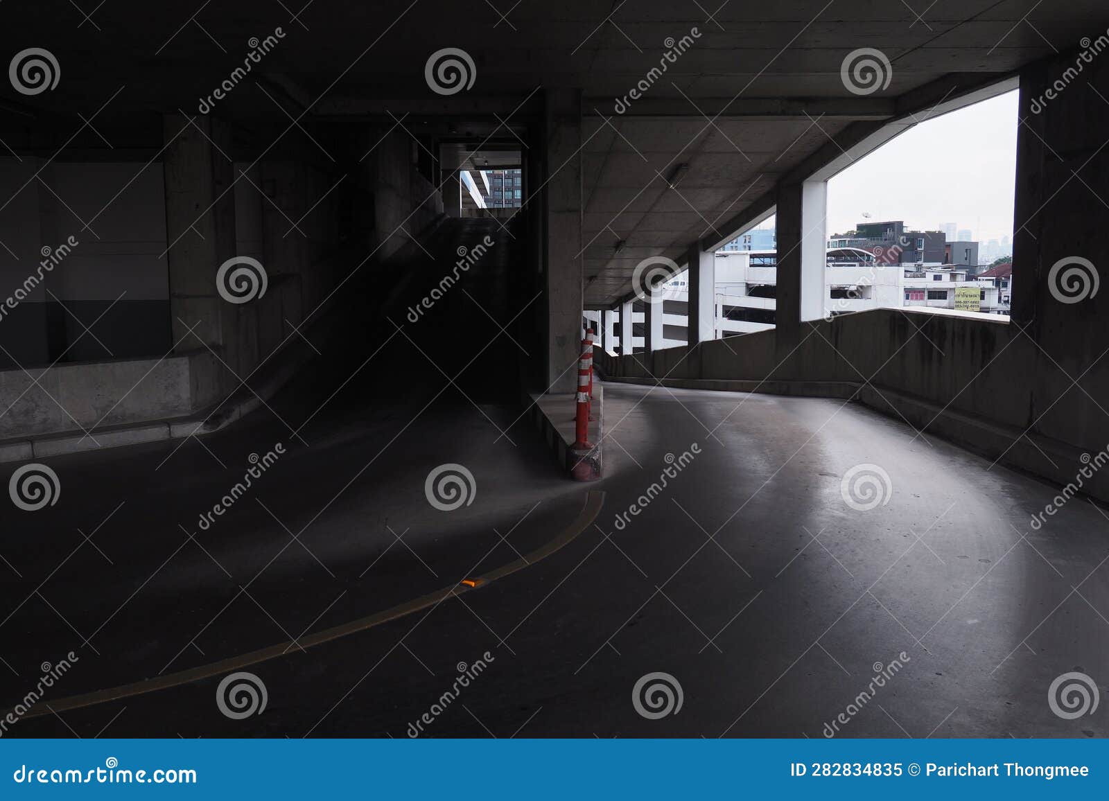 Elevated Parking: Ramp in a Modern Parking Building Stock Image - Image ...