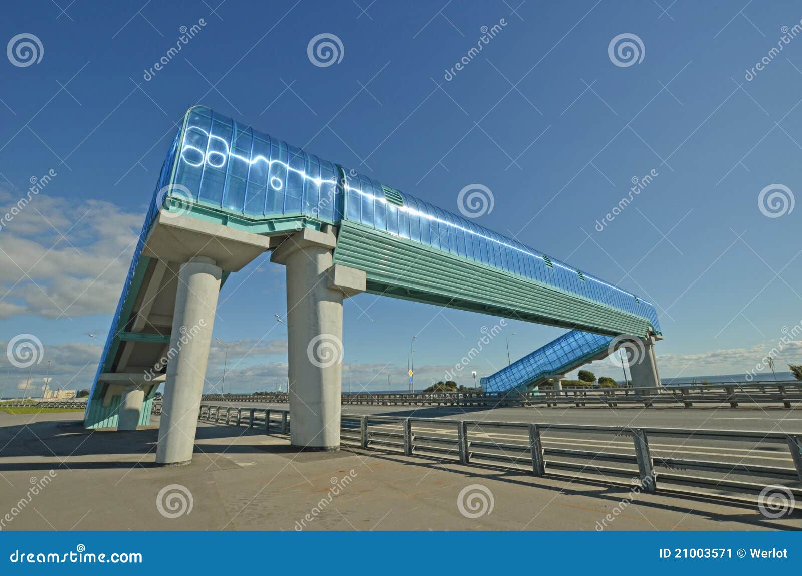 Elevated Pedestrian Crossing Stock Image - Image of metallic, escalator ...