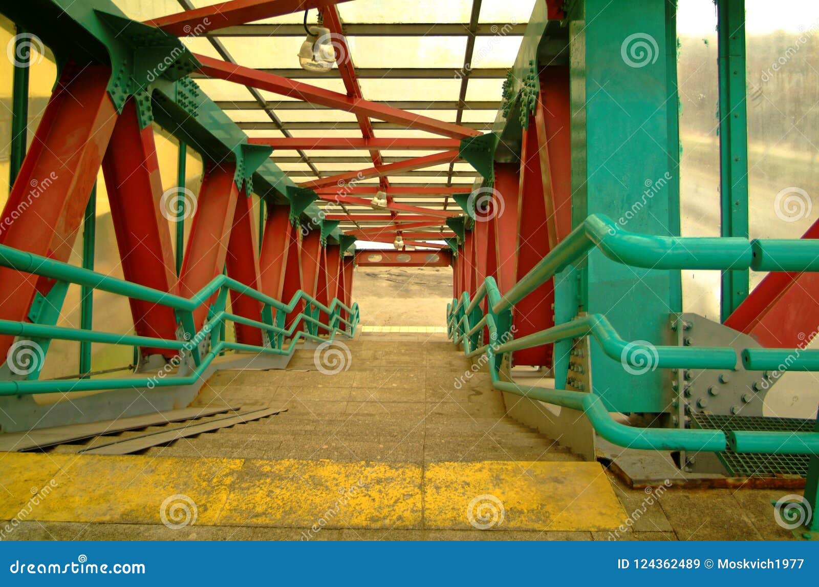 Elevated Pedestrian Crossing in Moscow Stock Image - Image of glass ...