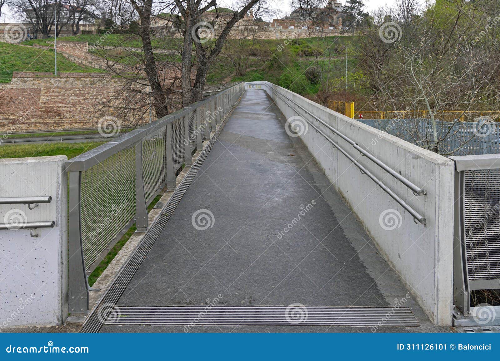 Elevated Pedestrian Walkway Bridge Stock Image - Image of walkway, walk ...