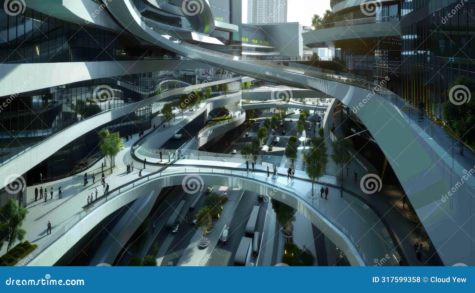 Elevated Perspective of Modern Urban Design Stock Illustration ...