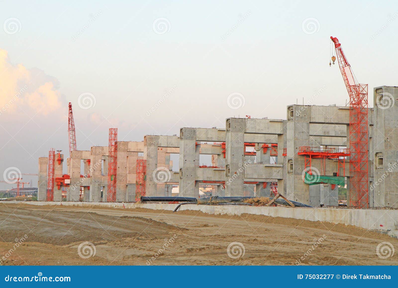 Elevated Rail Track on Large Columns Stock Image - Image of mass, metal ...