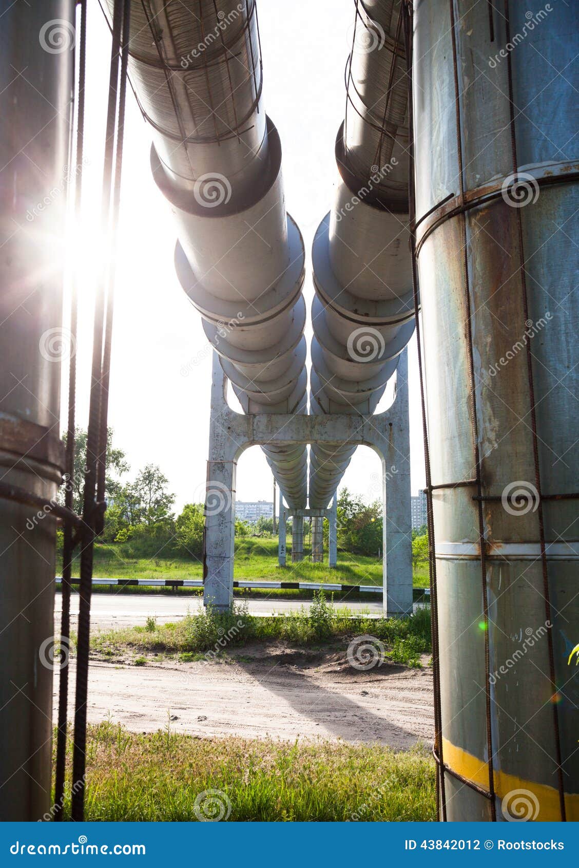Elevated Section of the Pipelines Stock Photo - Image of industrial ...