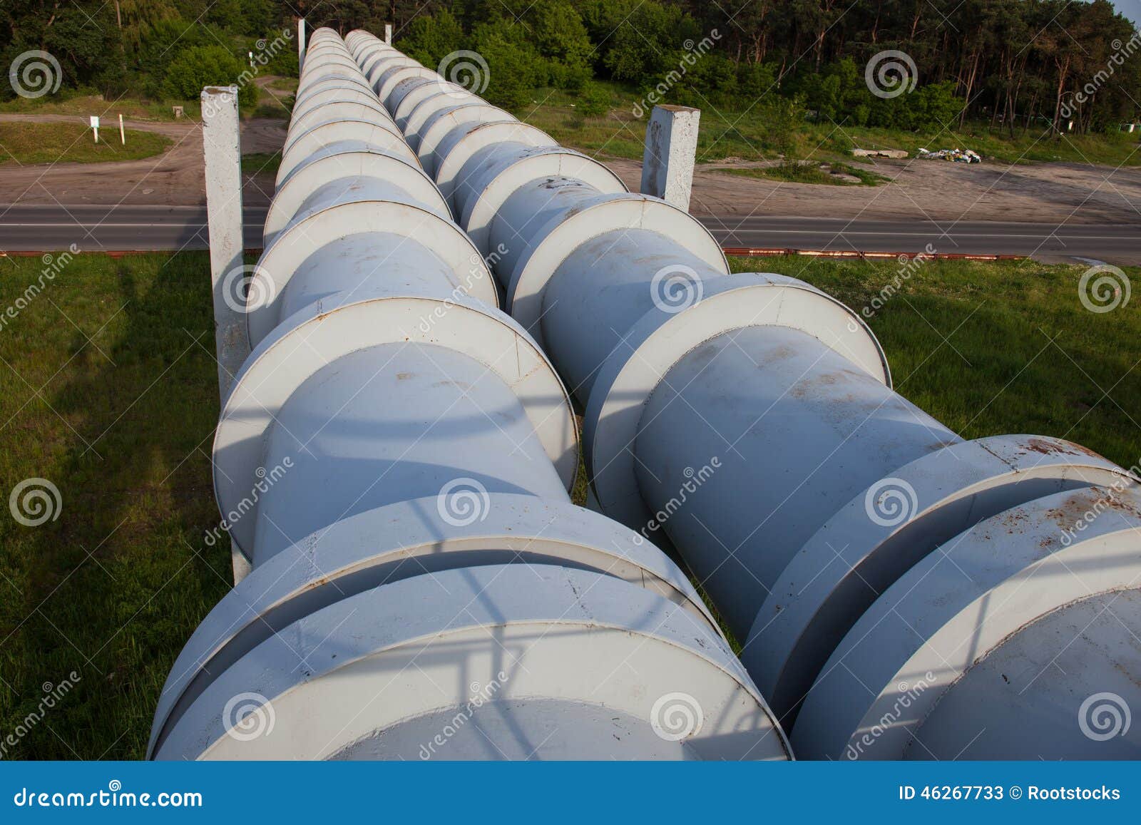 Elevated Section of the Pipelines Stock Image - Image of iron, concrete ...