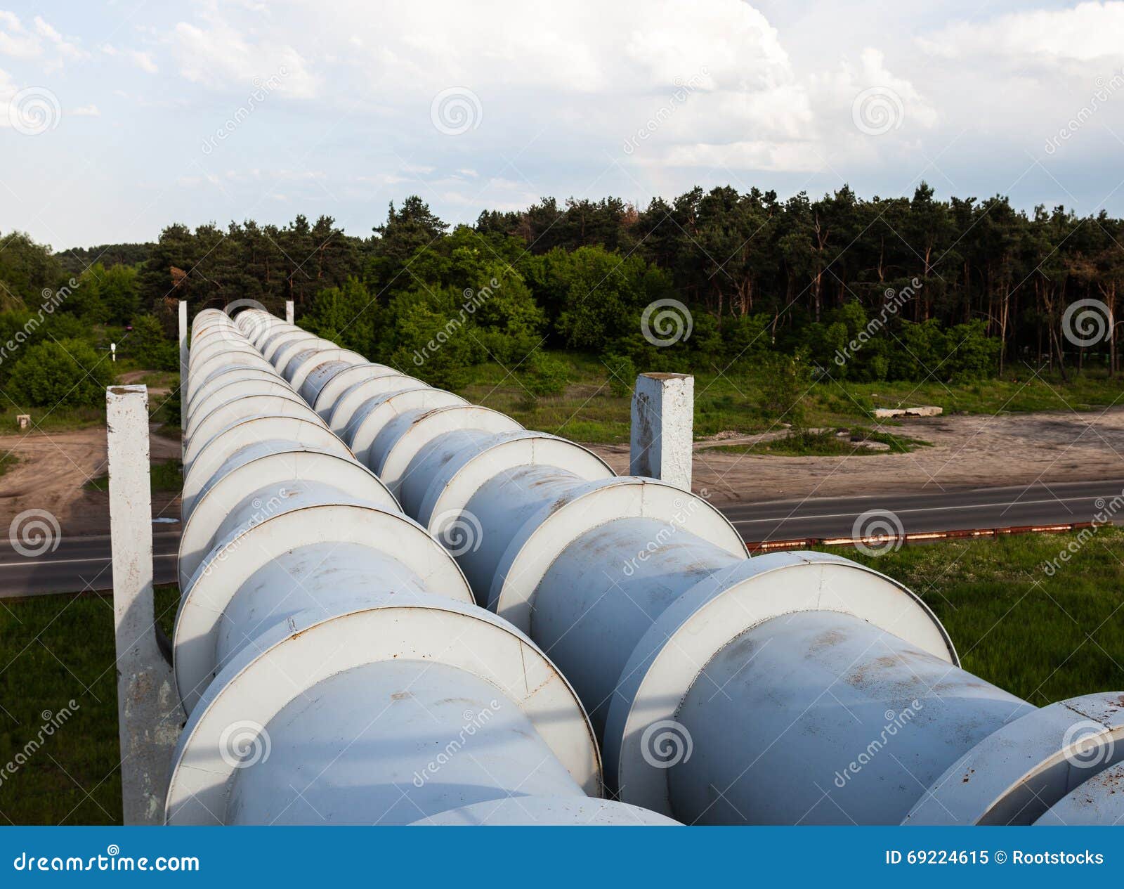 Elevated Section of the Pipelines Stock Image - Image of concrete ...