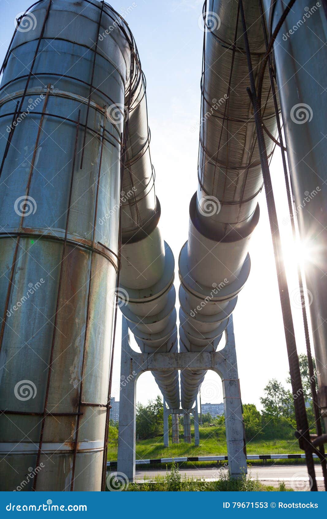 Elevated Section of the Pipelines Stock Image - Image of parallel ...