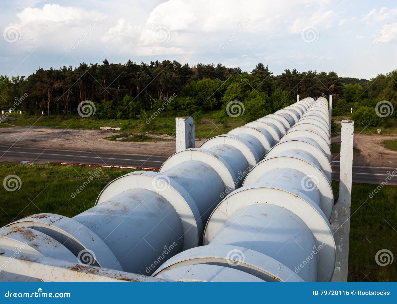 Elevated Section of the Pipelines Stock Photo - Image of blue, central ...
