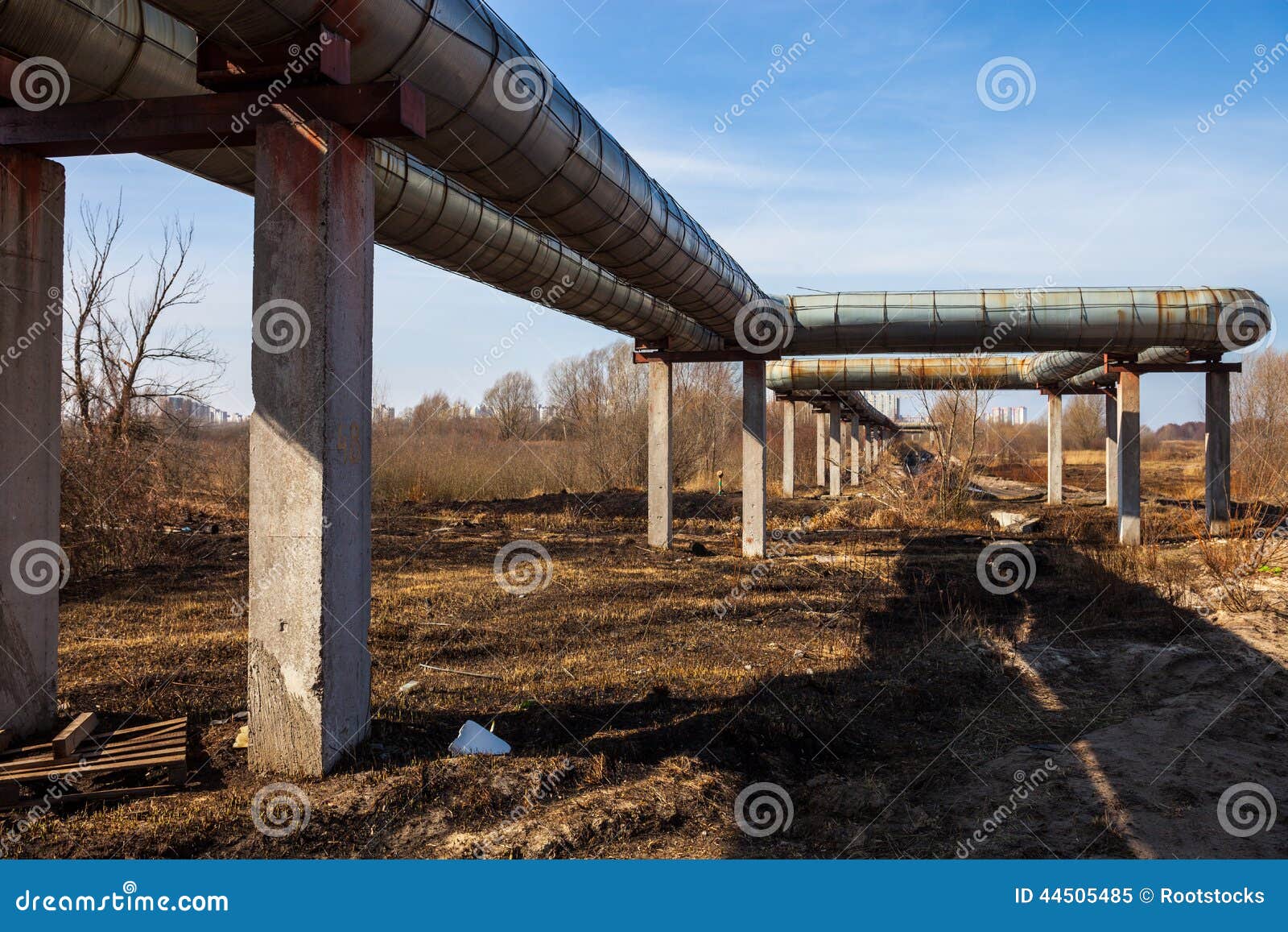 Elevated Section of the Pipelines Stock Image - Image of elevated, duct ...