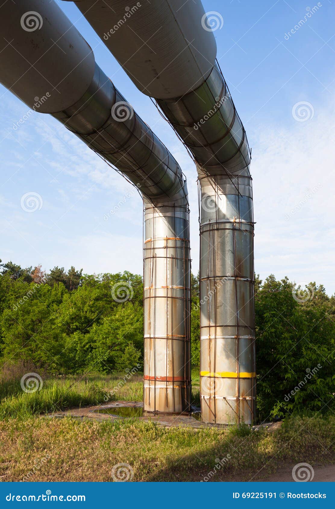 Elevated Section of the Pipelines Stock Image - Image of central ...