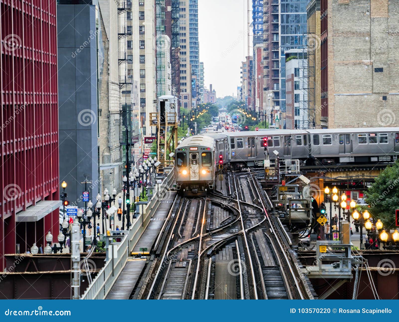 Elevated Train Tracks Above the Streets and between Buildings at the ...
