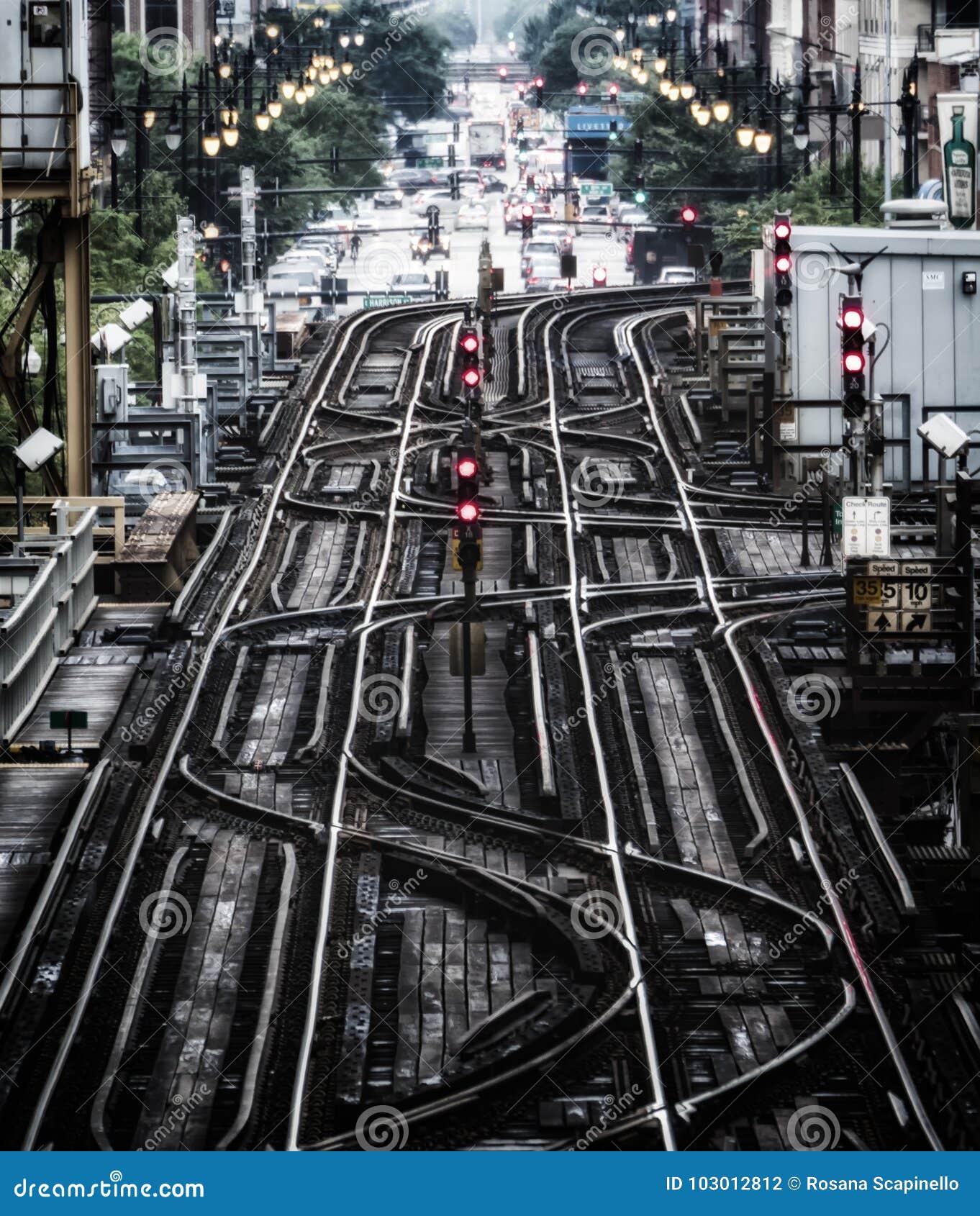 Elevated Train Tracks Above the Streets between Buildings at the Loop ...