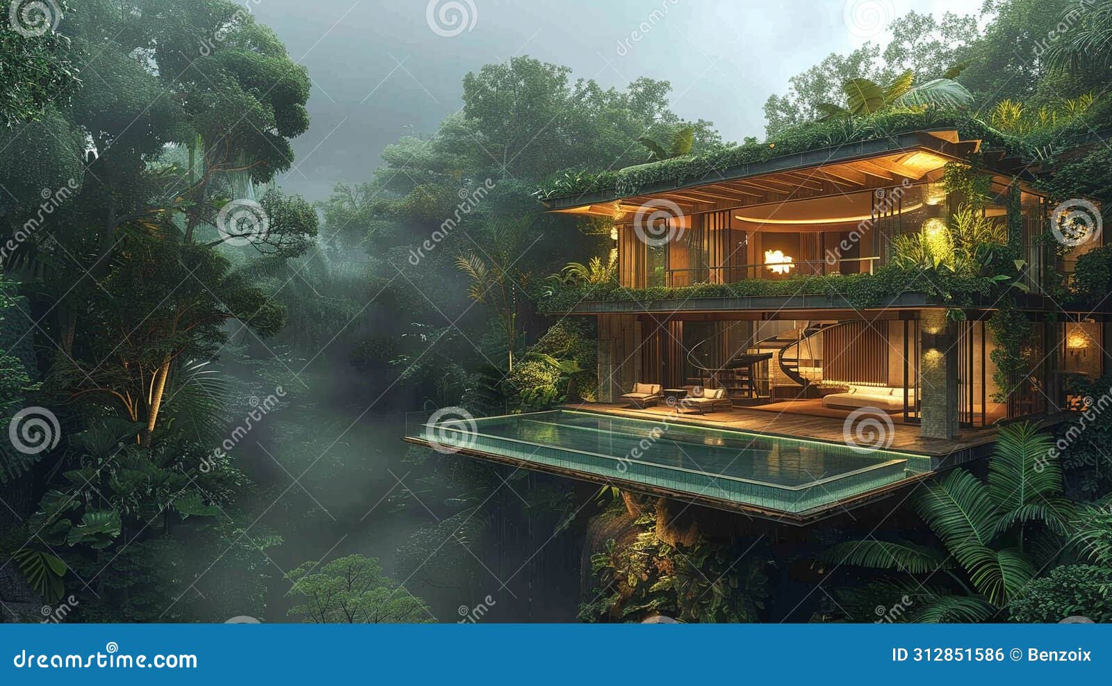 Elevated Treehouse with Stunning Tropical Rainforest View Stock Photo ...