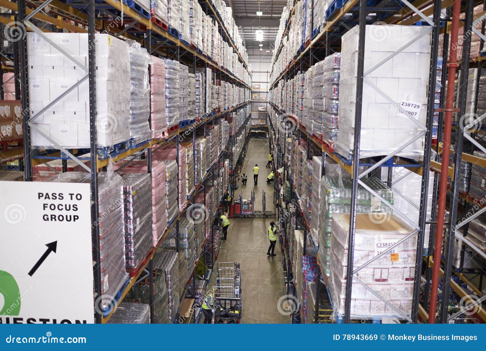 Elevated View of Aisle between Storage Units in a Warehouse Stock Image ...