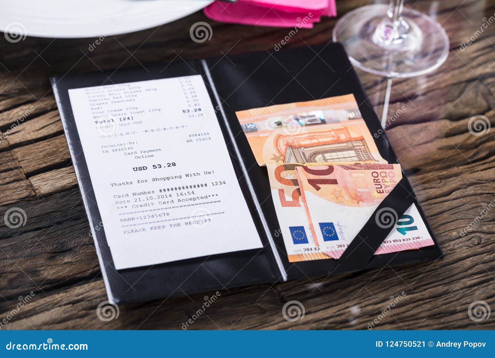 Elevated View of Bill and Banknote Stock Image - Image of glass, credit ...