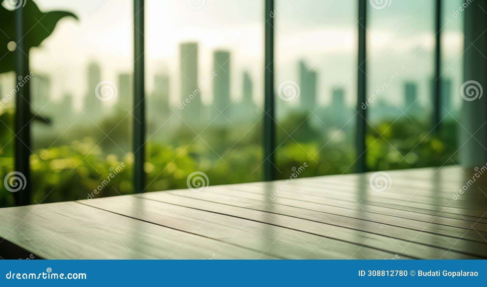 Elevated View of a City Skyline through a Window Stock Illustration ...