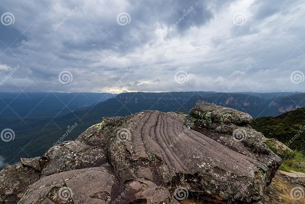 Elevated View of Deep Rugged Valley and Rolling Hills from a Rocky ...