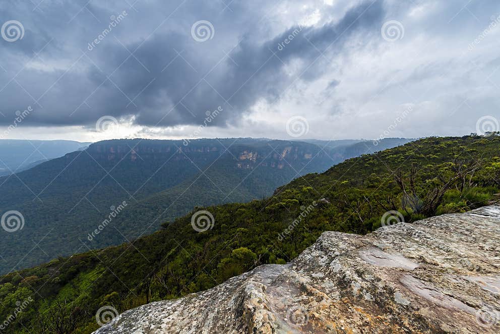 Elevated View of Deep Rugged Valley and Rolling Hills from a Rocky ...