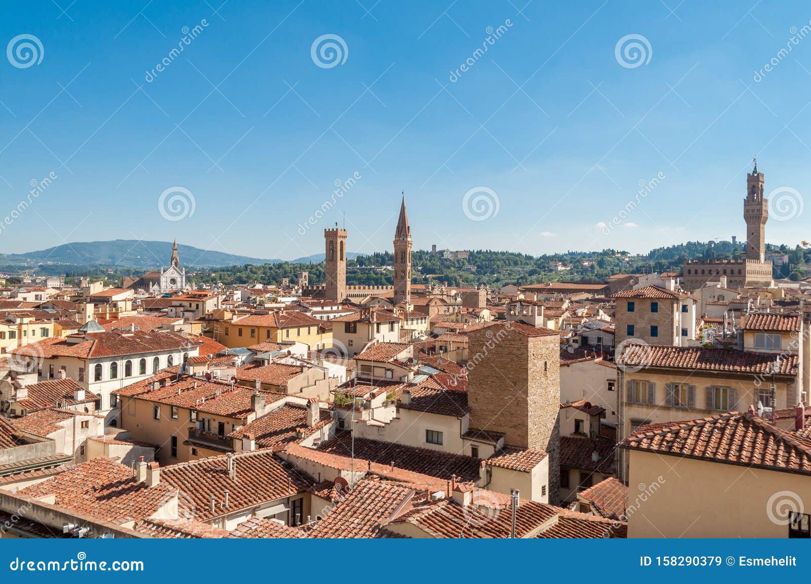 Elevated View of Florence Cityscape with Red-tile Rooftops Stock Image ...