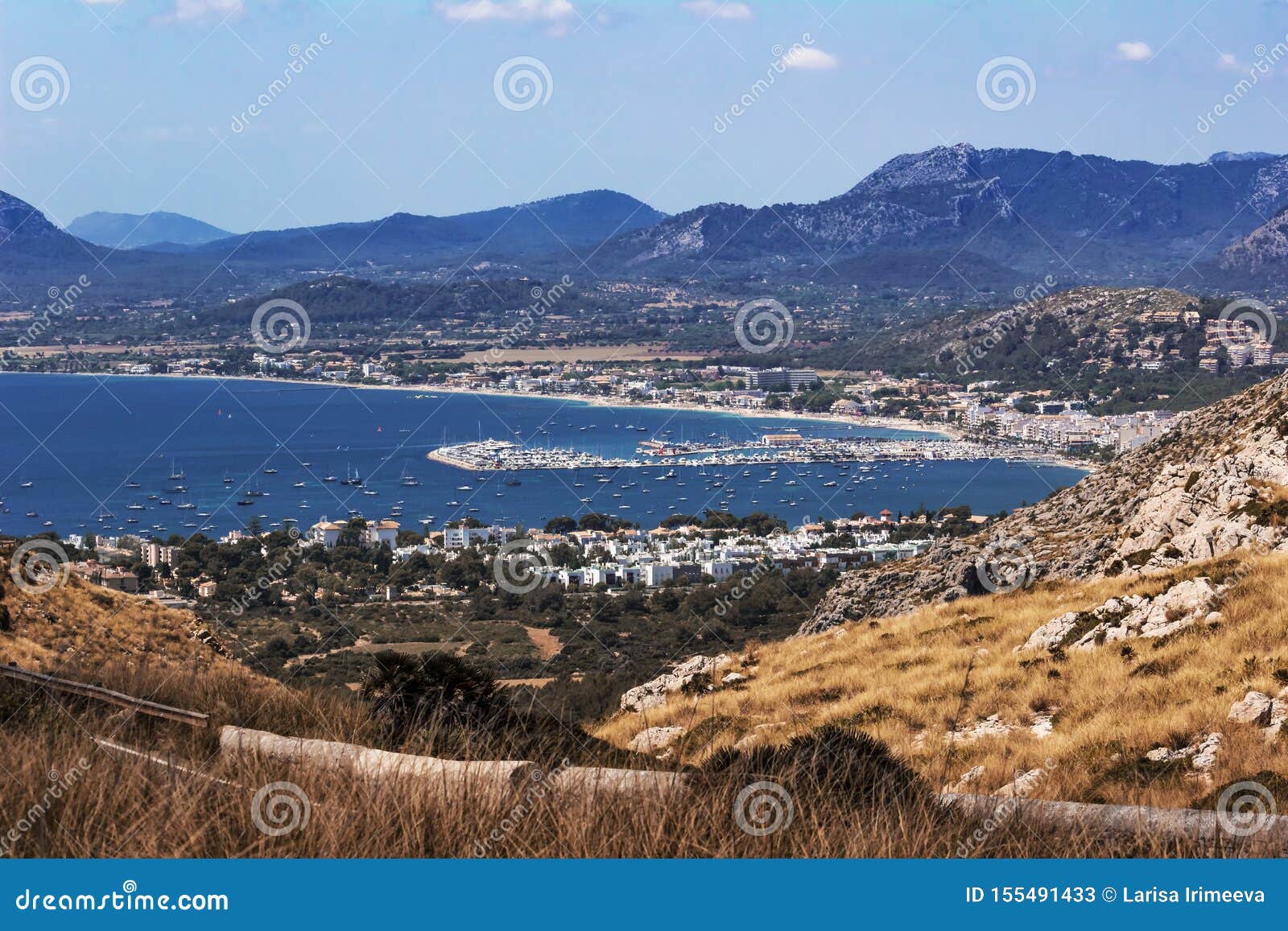 Elevated View on Port De Pollenca and Pollenca Bay - Mallorca Stock ...