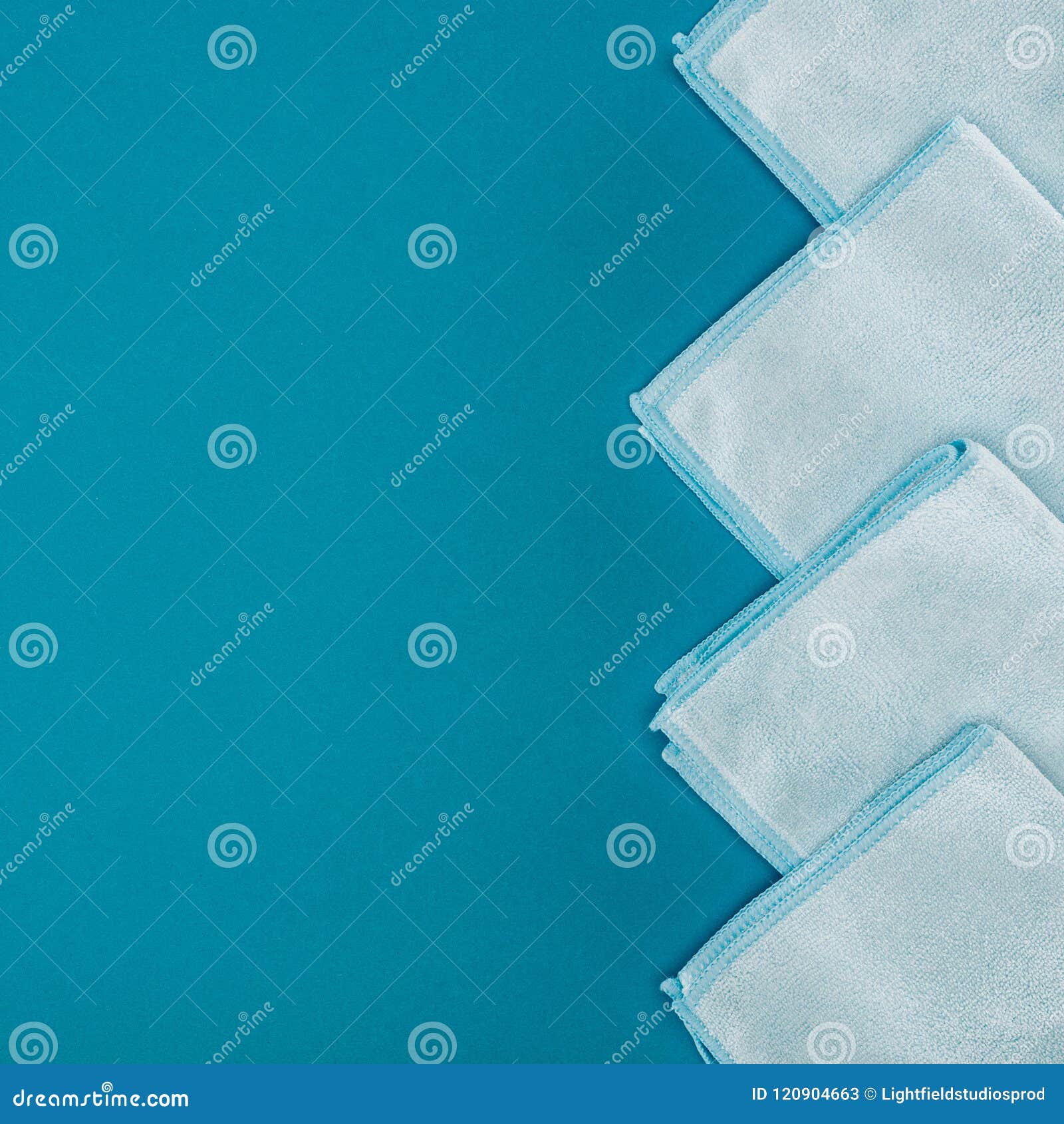 Elevated View of Row of Blue Rags Stock Image - Image of simplicity ...