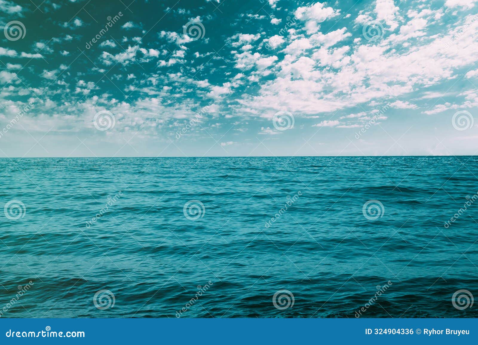 Elevated View Sea Ocean and Sky Background with Cloudscape. Backdrop ...