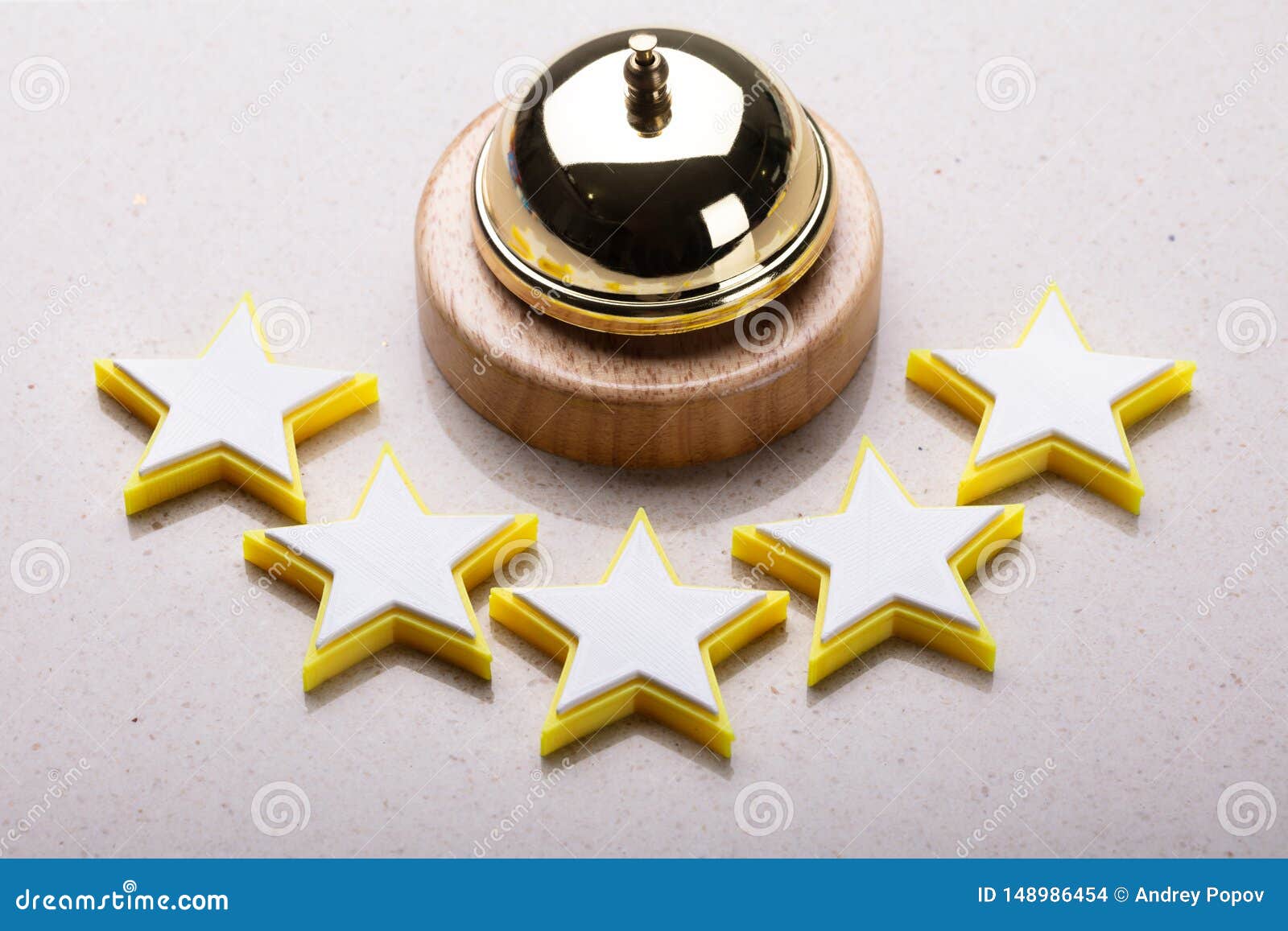 Elevated View of Service Bell and Five Star Rating Icon Stock Photo ...