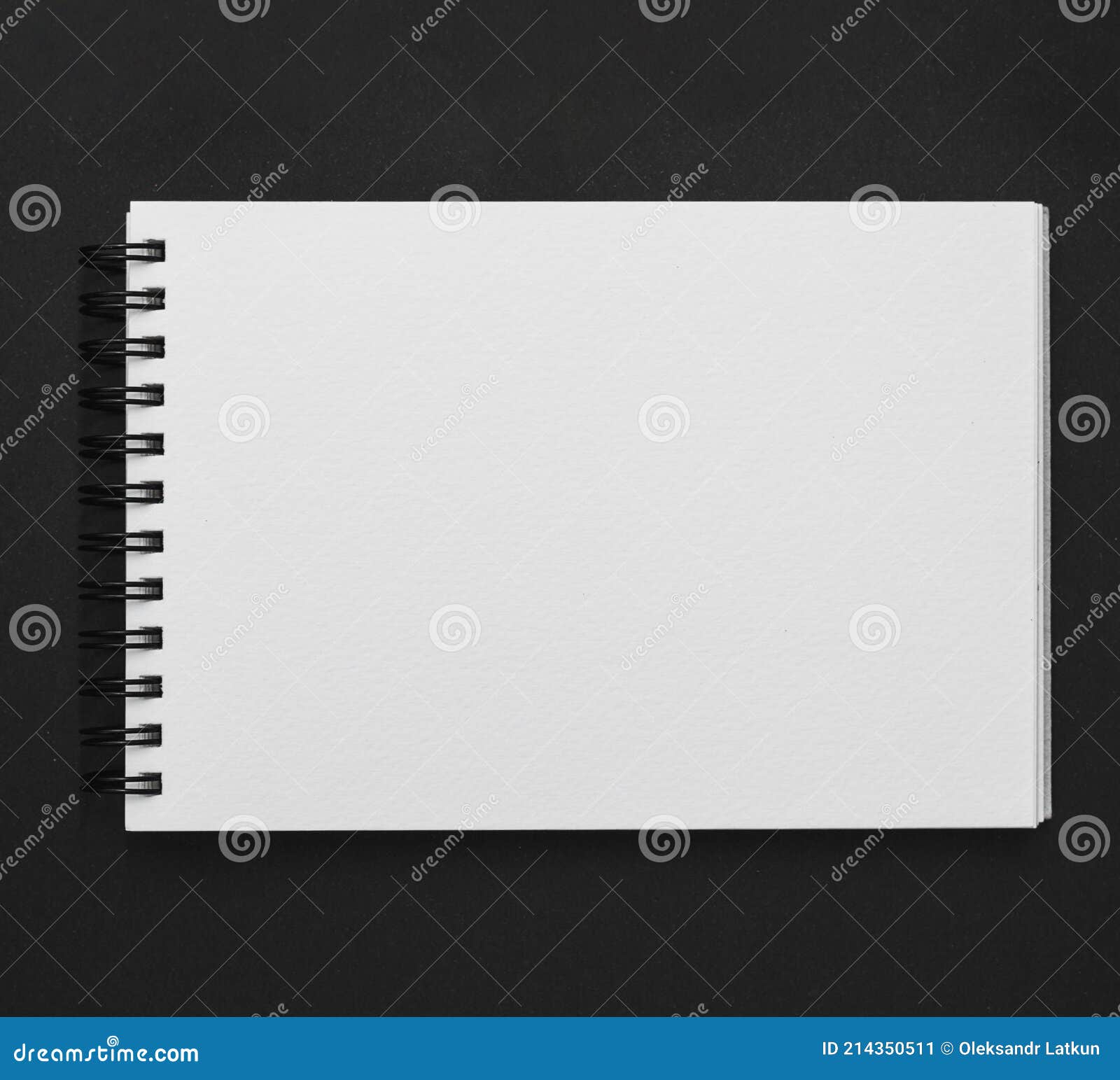 Elevated View Spiral Notepad Black Background. High Quality and ...