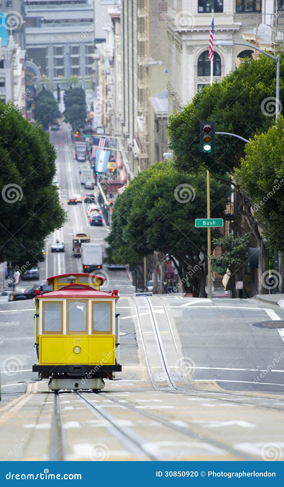 Elevated View of Tram on Uphill Ascent San Francisco Stock Photo ...