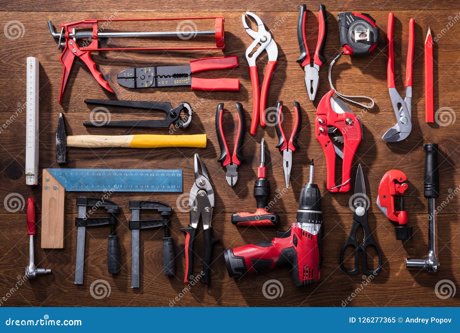 Elevated View of Various Worktools Stock Image - Image of closeup ...