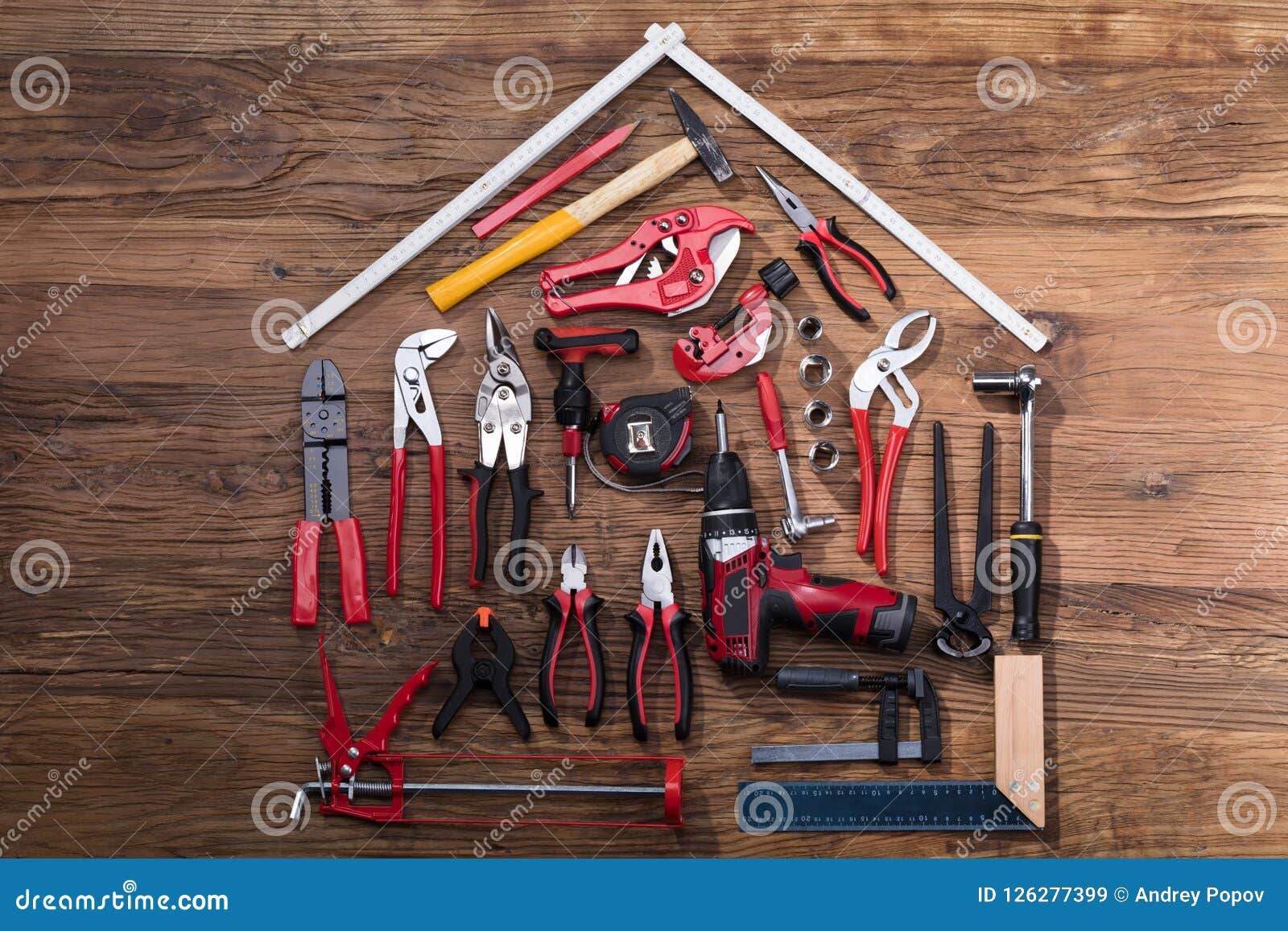Elevated View of Various Worktools Stock Image - Image of building ...