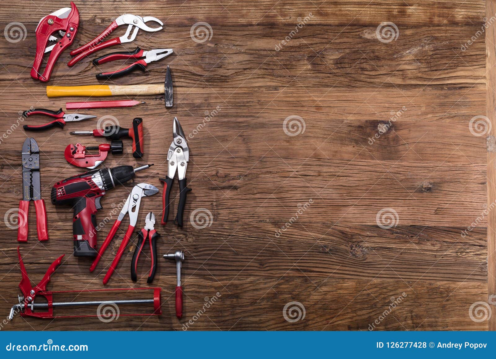Elevated View of Various Worktools Stock Photo - Image of roof ...