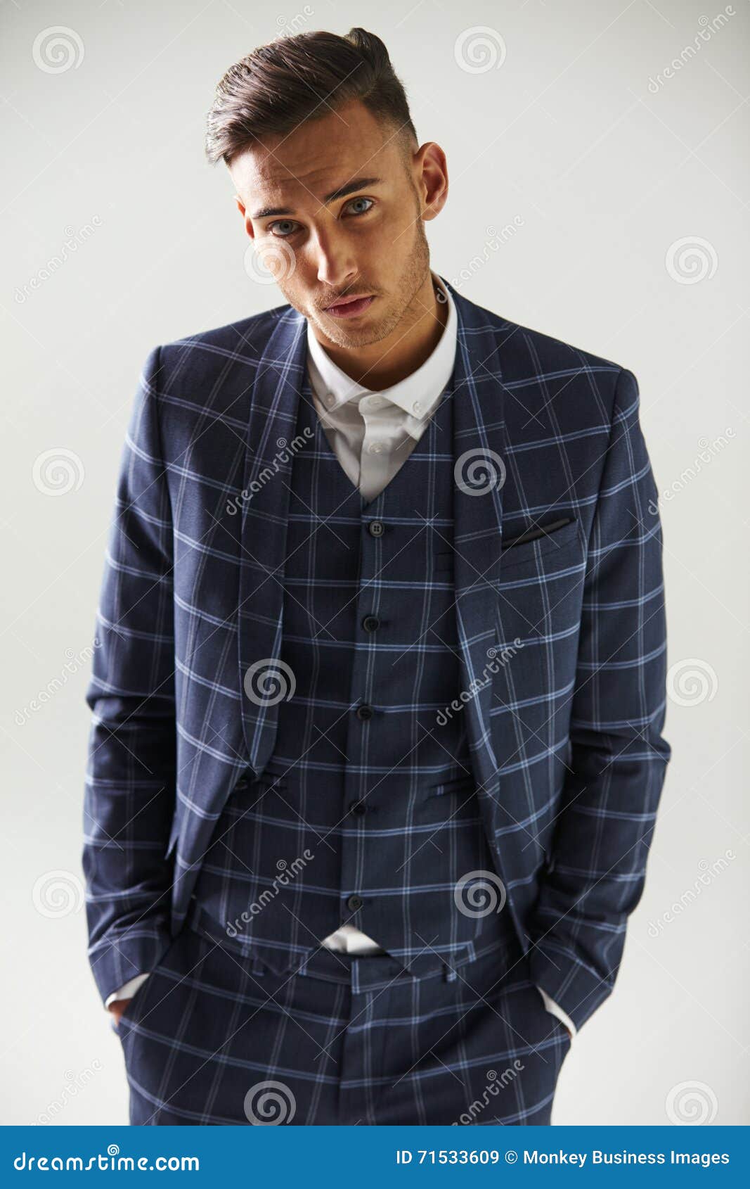 Elevated View of Young Man Wearing Suit Stock Image - Image of person ...