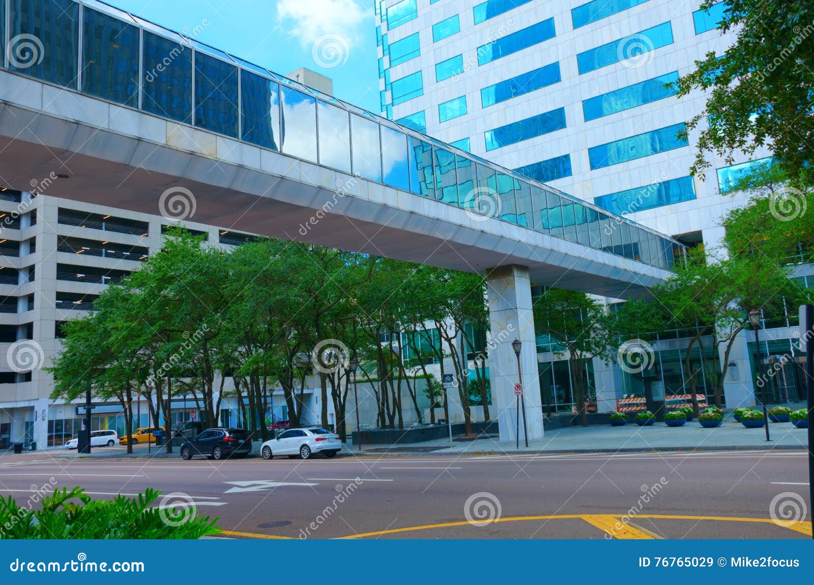 Elevated Walkway Bridge between Two Buildings Stock Image - Image of ...