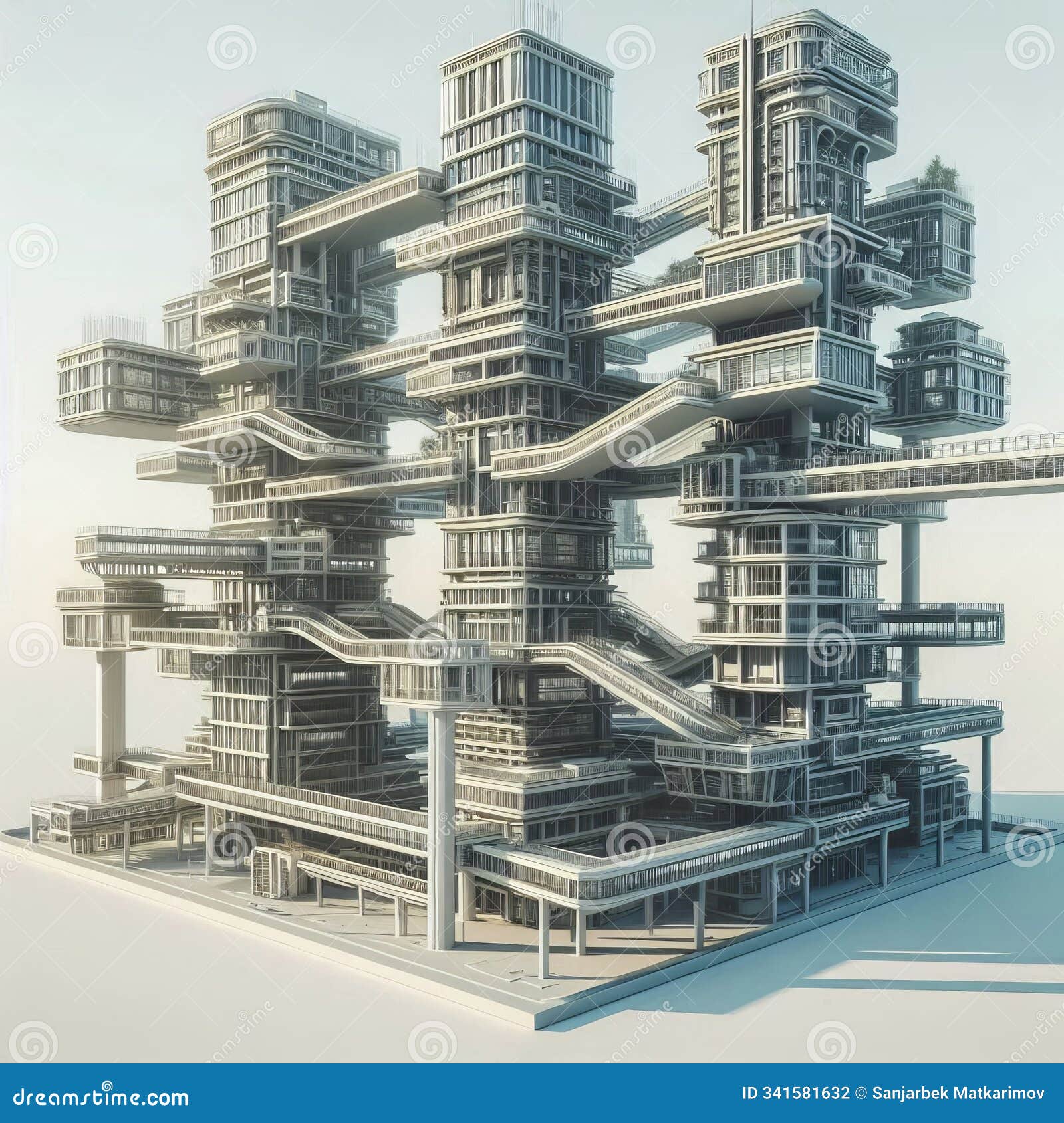 Elevated Walkway Building a Structure Connected by Elevated Walk Stock ...