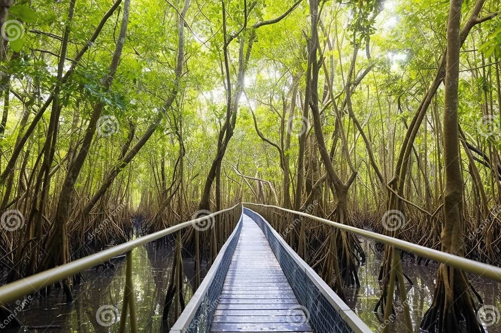 Elevated Walkway Path through Dense Mangrove Forest Stock Photo - Image of outdoor, green: 297128666