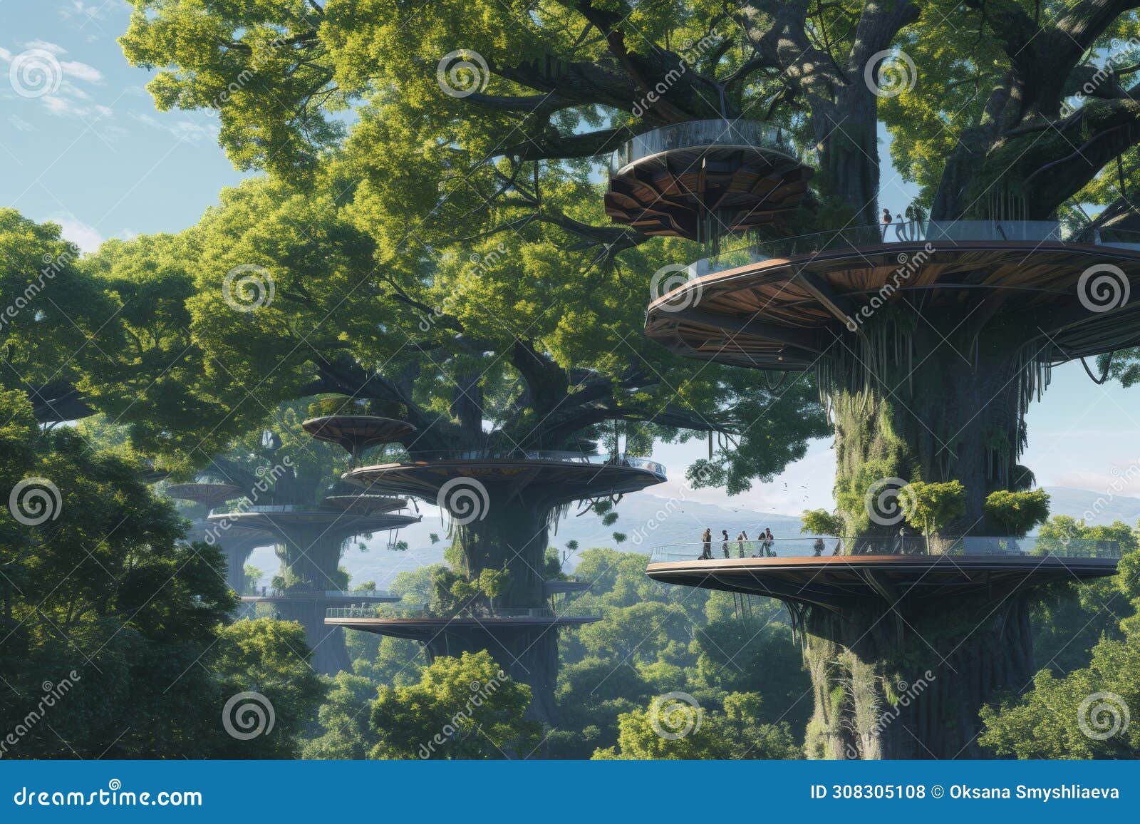 Elevated Walkways Connecting Tree-based Habitats in a Green Forest ...