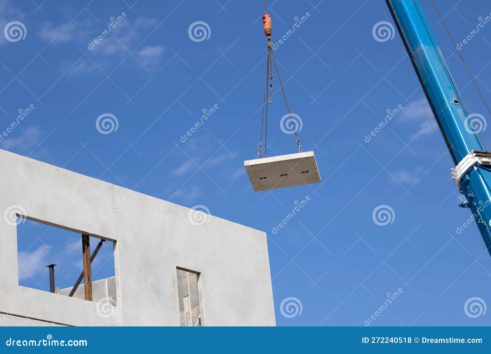 Elevating Crane Lifting a Concrete Plate Stock Photo - Image of ...