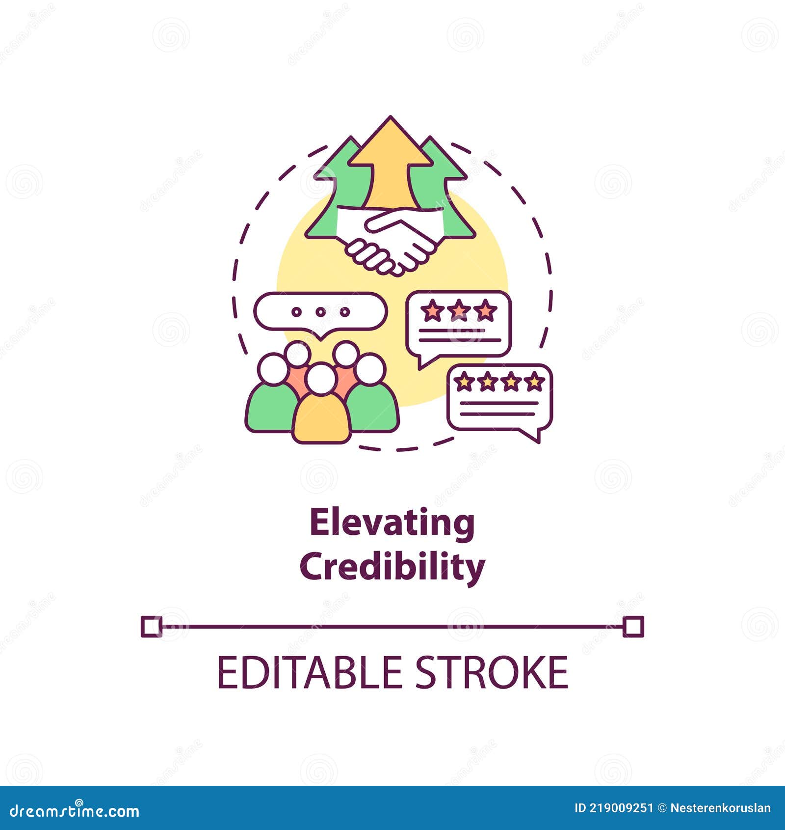 Credibility Concept Banner With Icons In Blue Gradient Background ...