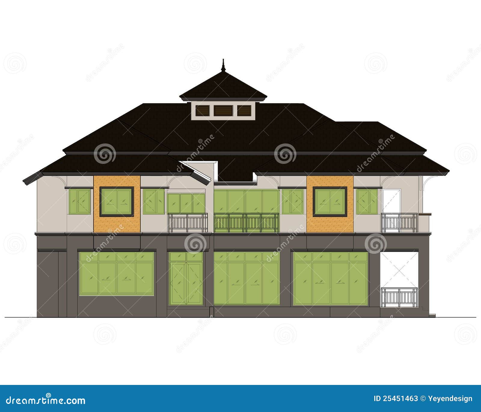 4 Elevation House Drawing Royalty-Free Cartoon | CartoonDealer.com ...