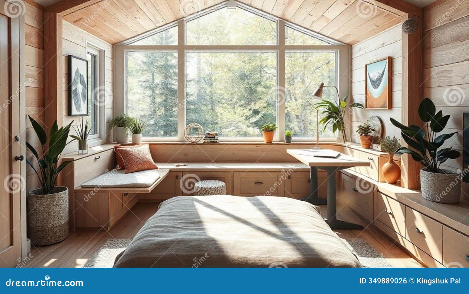 Elevation Rendering of a Z- Shaped Study Table with Built-in Wall ...