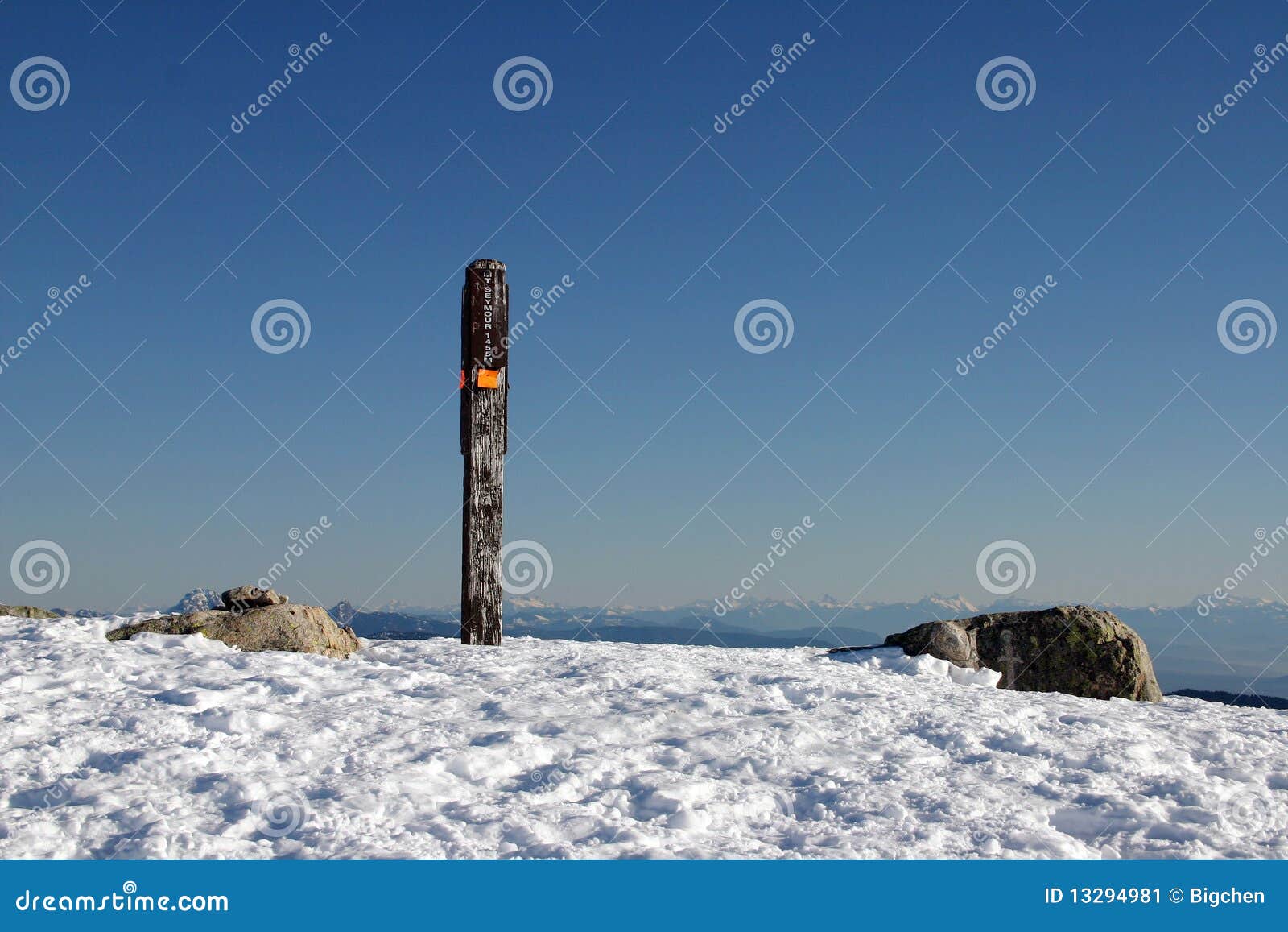 A Elevation Sign in Snow Mountain Stock Image - Image of summit, snow ...