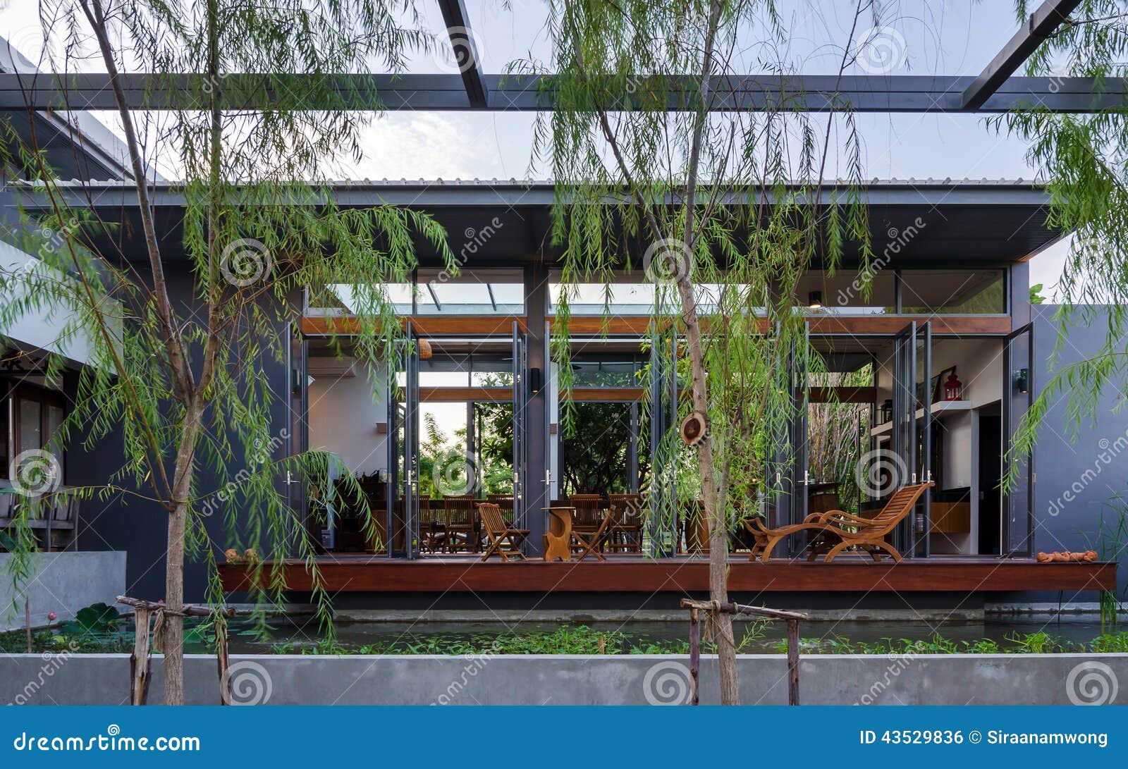 Elevation of Tropical Modern House Stock Photo - Image of nature ...