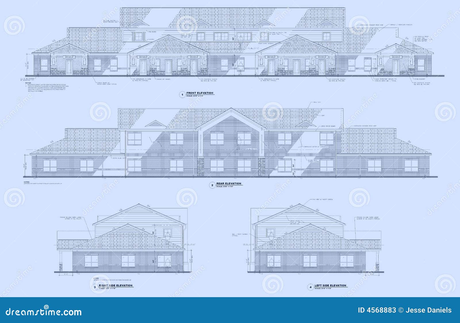 Elevations Drawing of Office Building Suites Stock Illustration ...