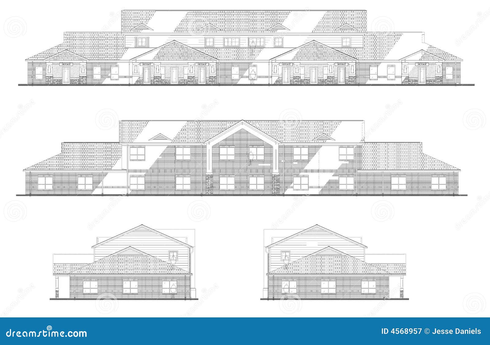 Elevations Drawing Of Office Building Suites Royalty-Free Stock ...