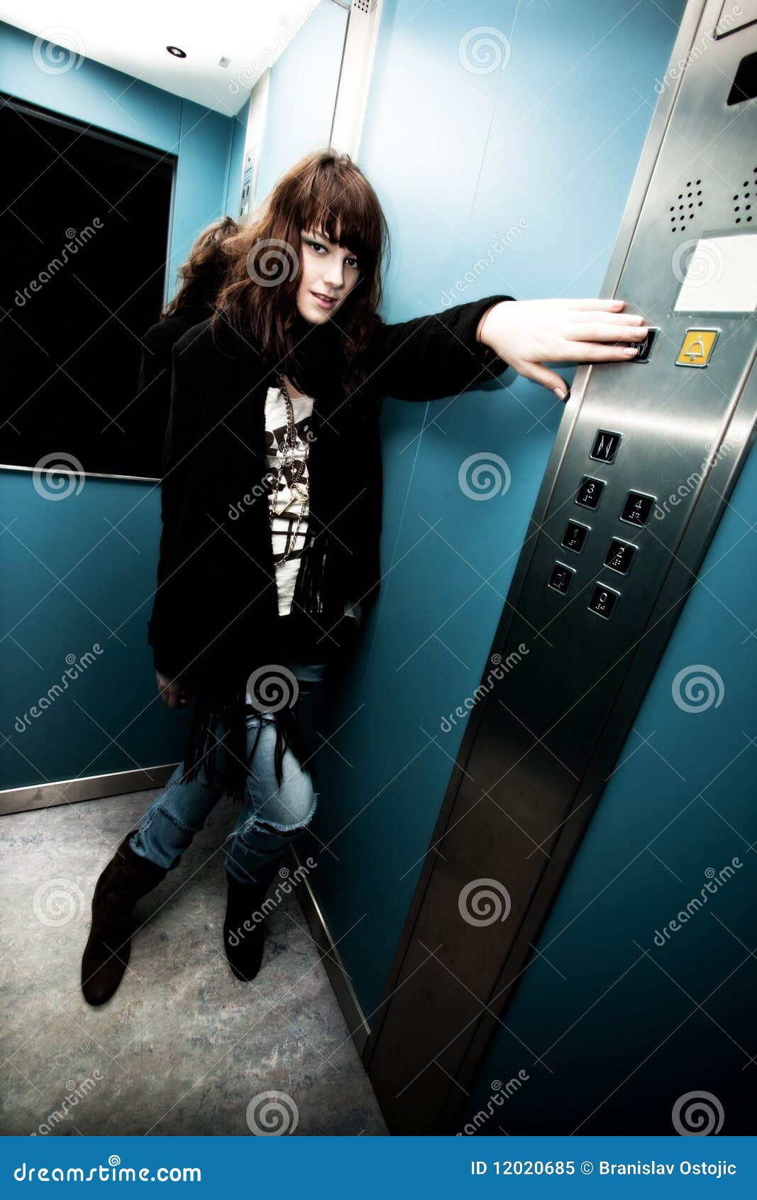 In elevator stock image. Image of teen, elevator, pretty - 12020685