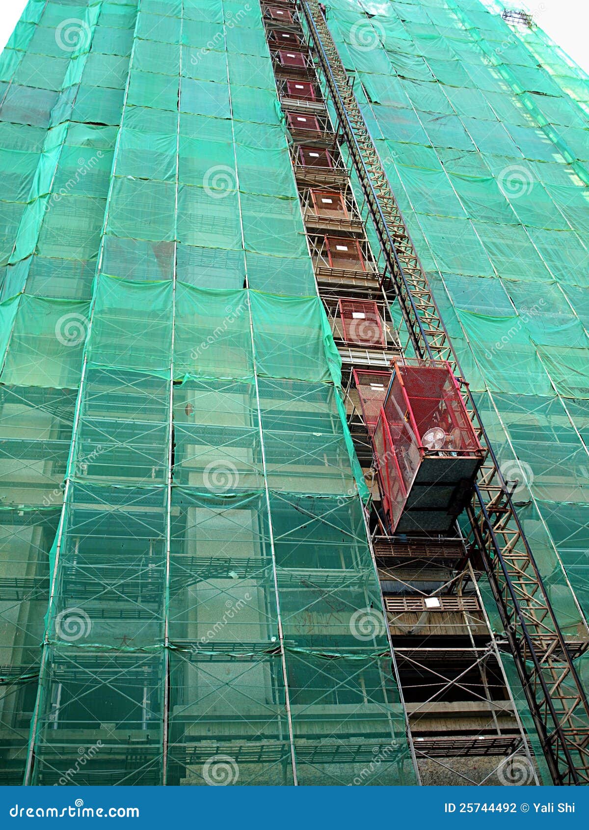 Elevator at Building Construction Stock Photo - Image of girders, cabin ...