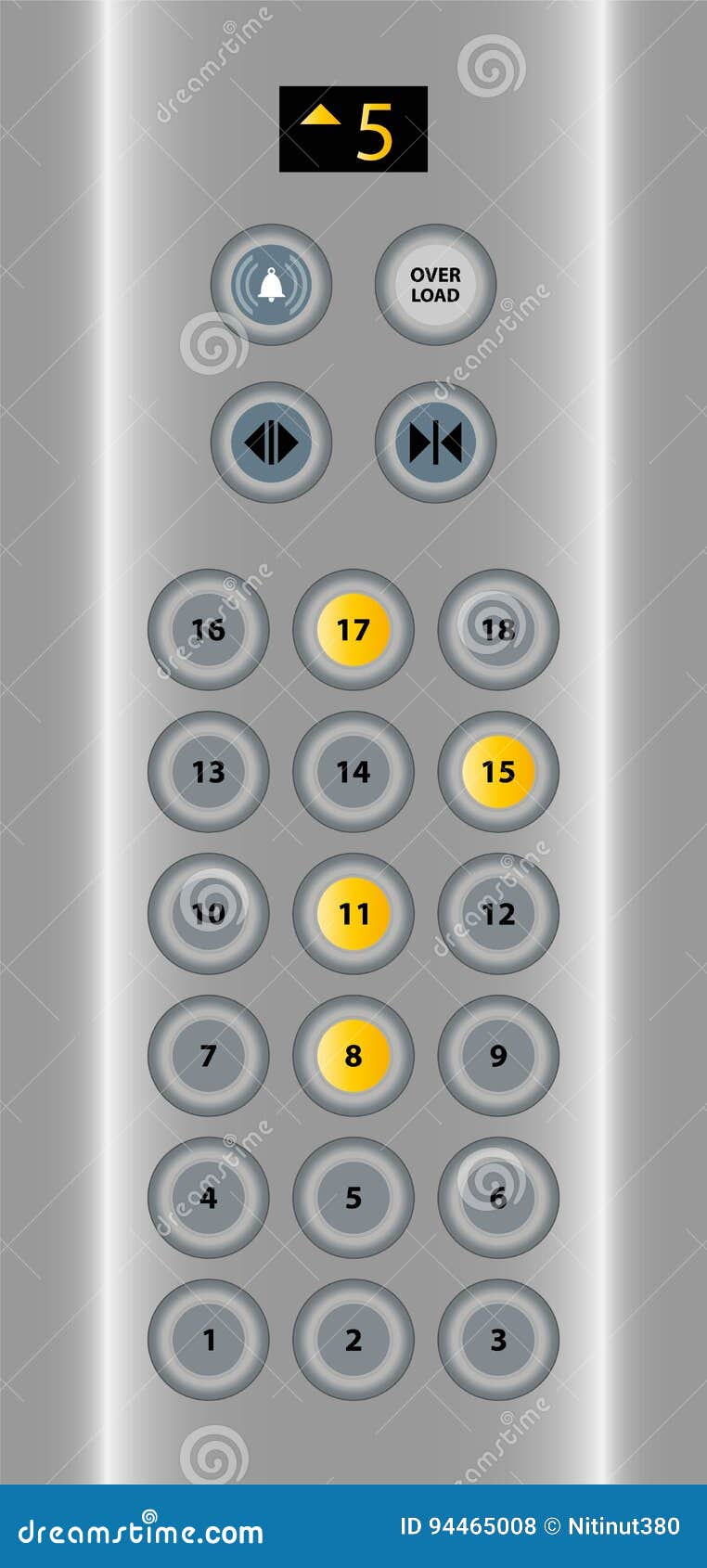 Elevator Button With Braille Sign Isolated On White, Silver Metal ...